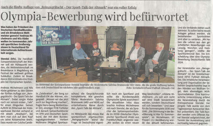 Volksstimme vom 27. November 2023: Ist Deutschland noch ein Sportland ...
