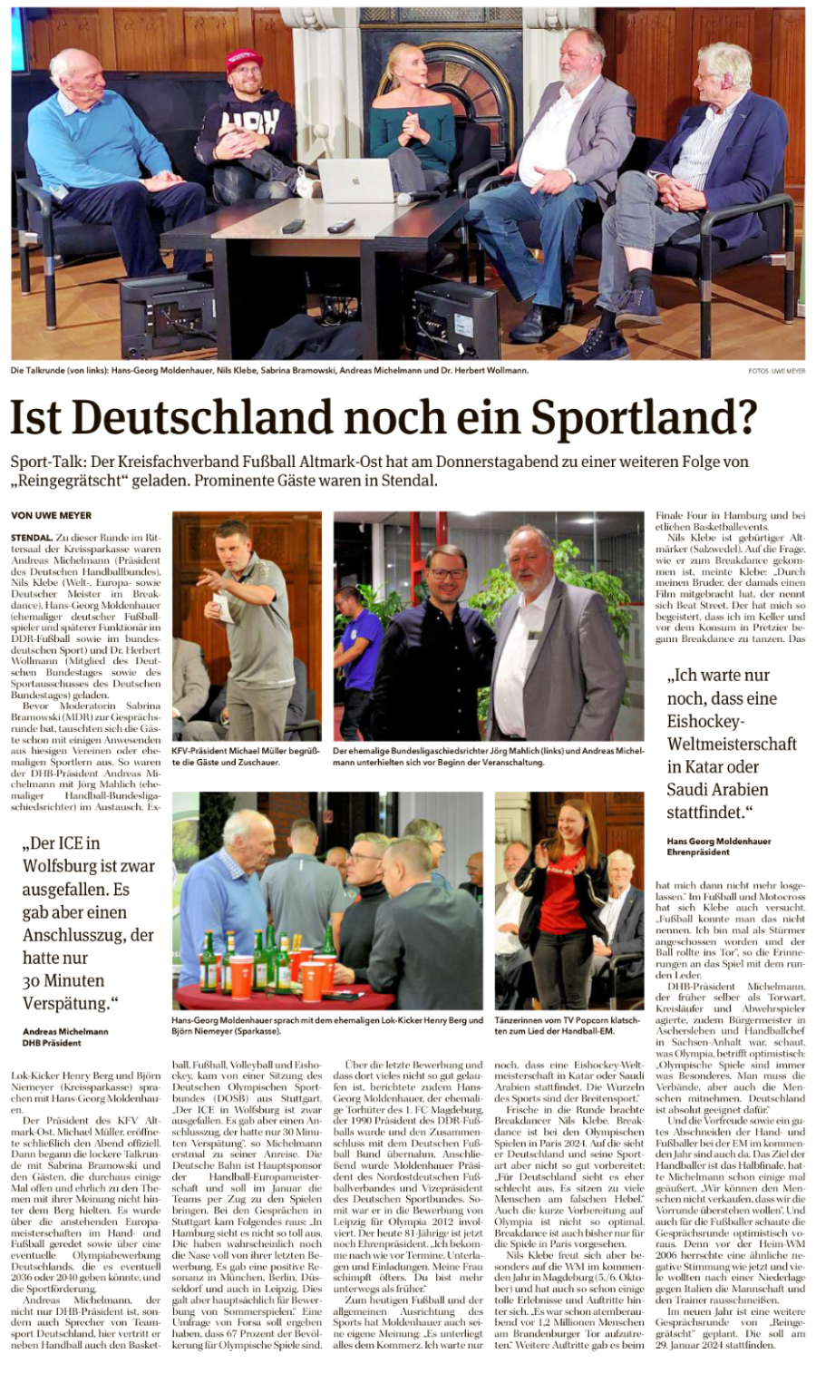 Volksstimme vom 27. November 2023: Ist Deutschland noch ein Sportland ...