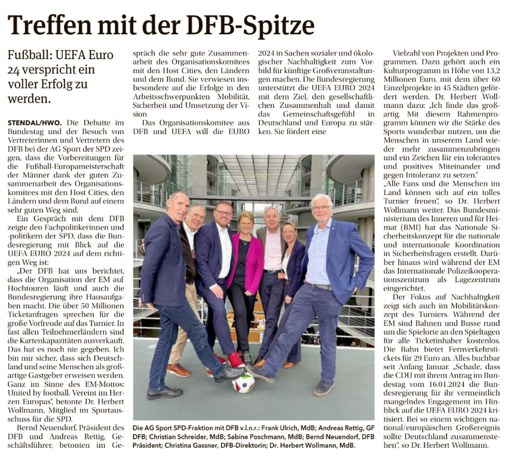 Volksstimme vom 29. Februar 2024: Treffen mit der DFB-Spitze › Dr ...