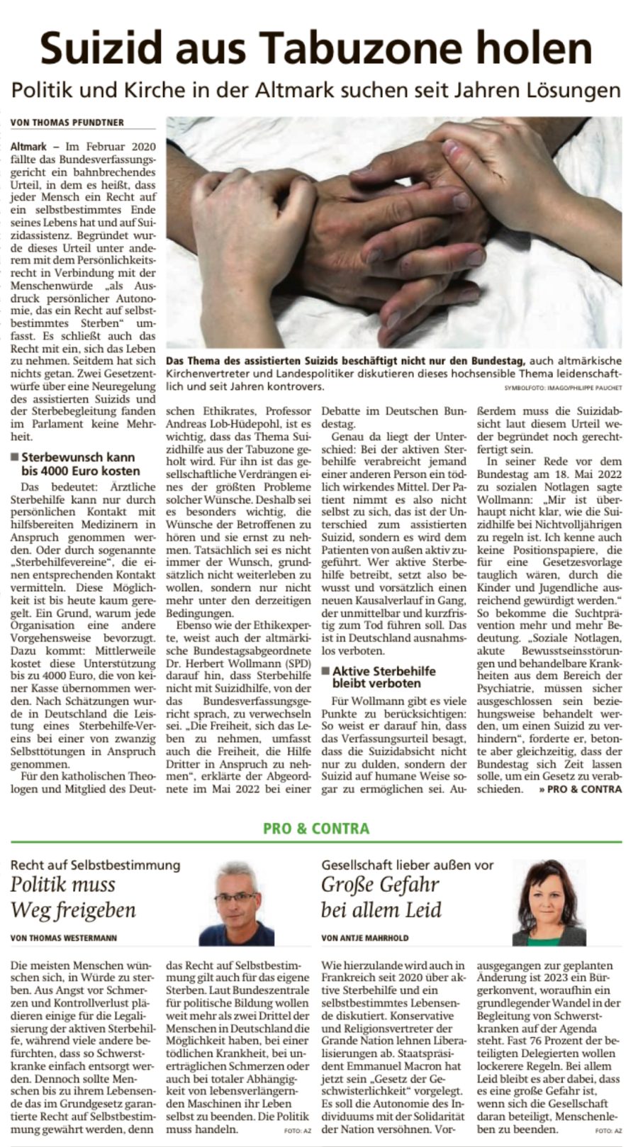 Altmarkzeitung vom 14. März 2024: Suizid aus der Tabuzone holen › Dr ...