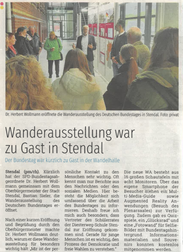 Altmarkzeitung: Wanderausstellung war zu Gast in Stendal › Dr. Herbert ...