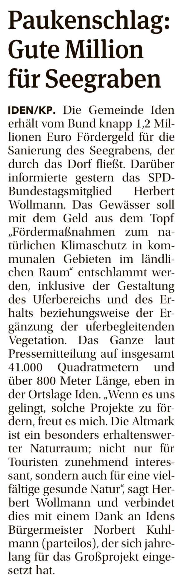 Volksstimme vom 11. April 2024: Paukenschlag: Gute Million für ...